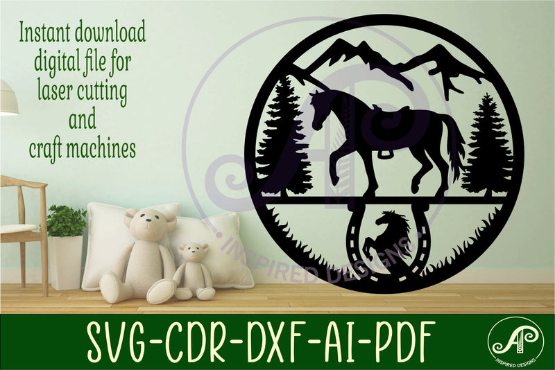 Horse wall sign svg laser cut file - So Fontsy