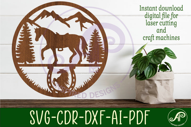 Horse wall sign svg laser cut file - So Fontsy