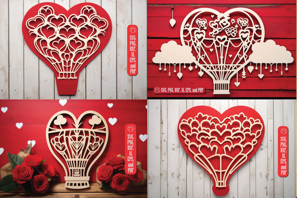 Hot Air Balloon Valentine's Day SVG Bundle - So Fontsy