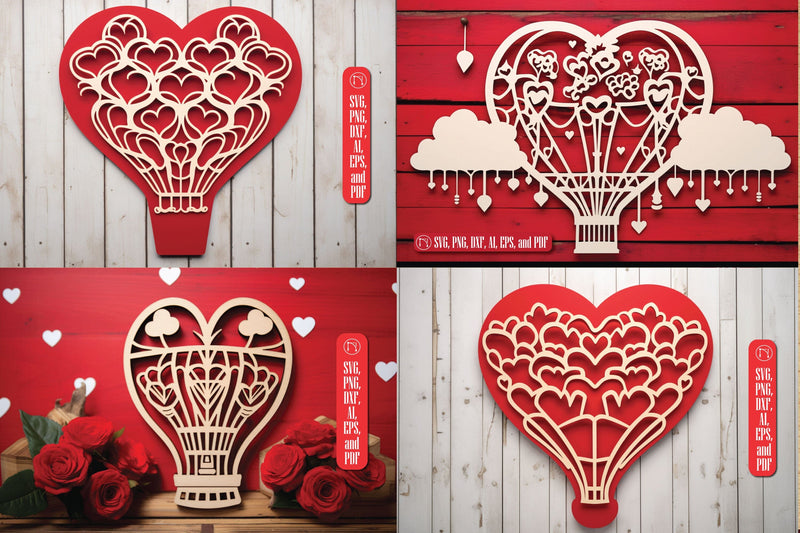 Hot Air Balloon Valentine's Day SVG Bundle - So Fontsy