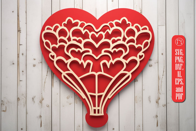 Hot Air Balloon Valentine's Day SVG - So Fontsy