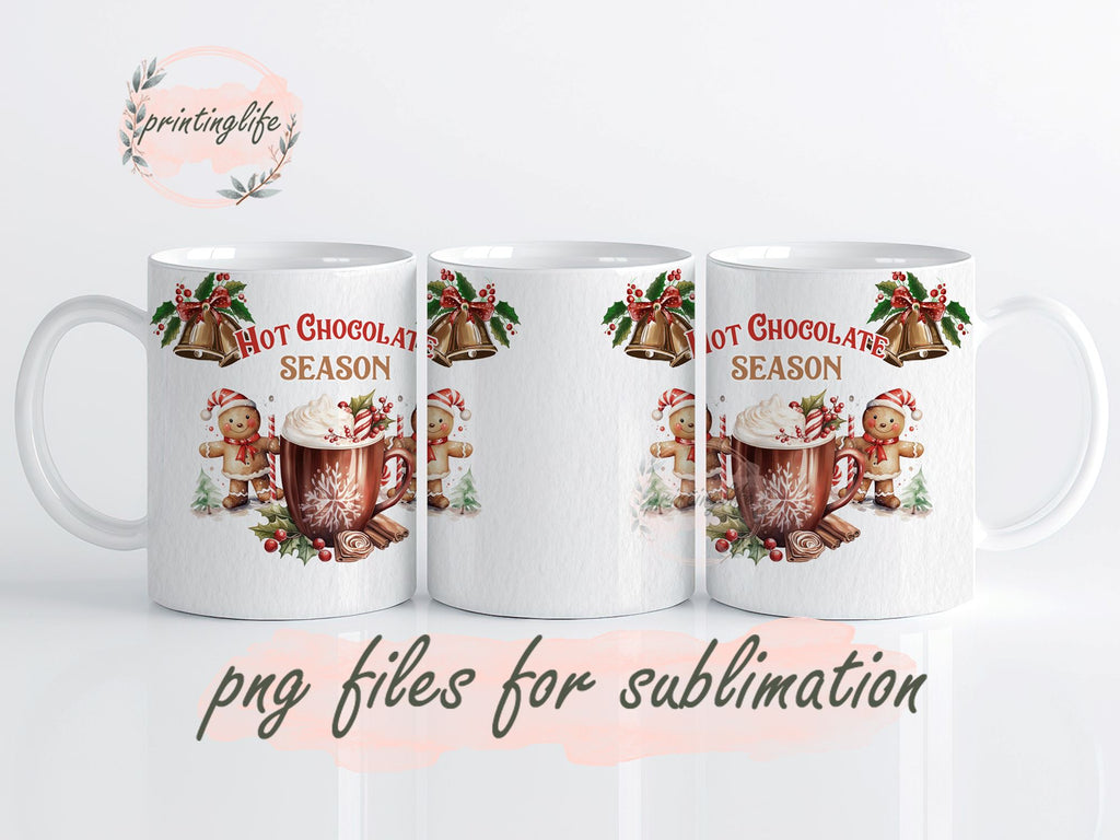 Hot Chocolate Season Mug Wrap Design, Instant Digital Design Download ...