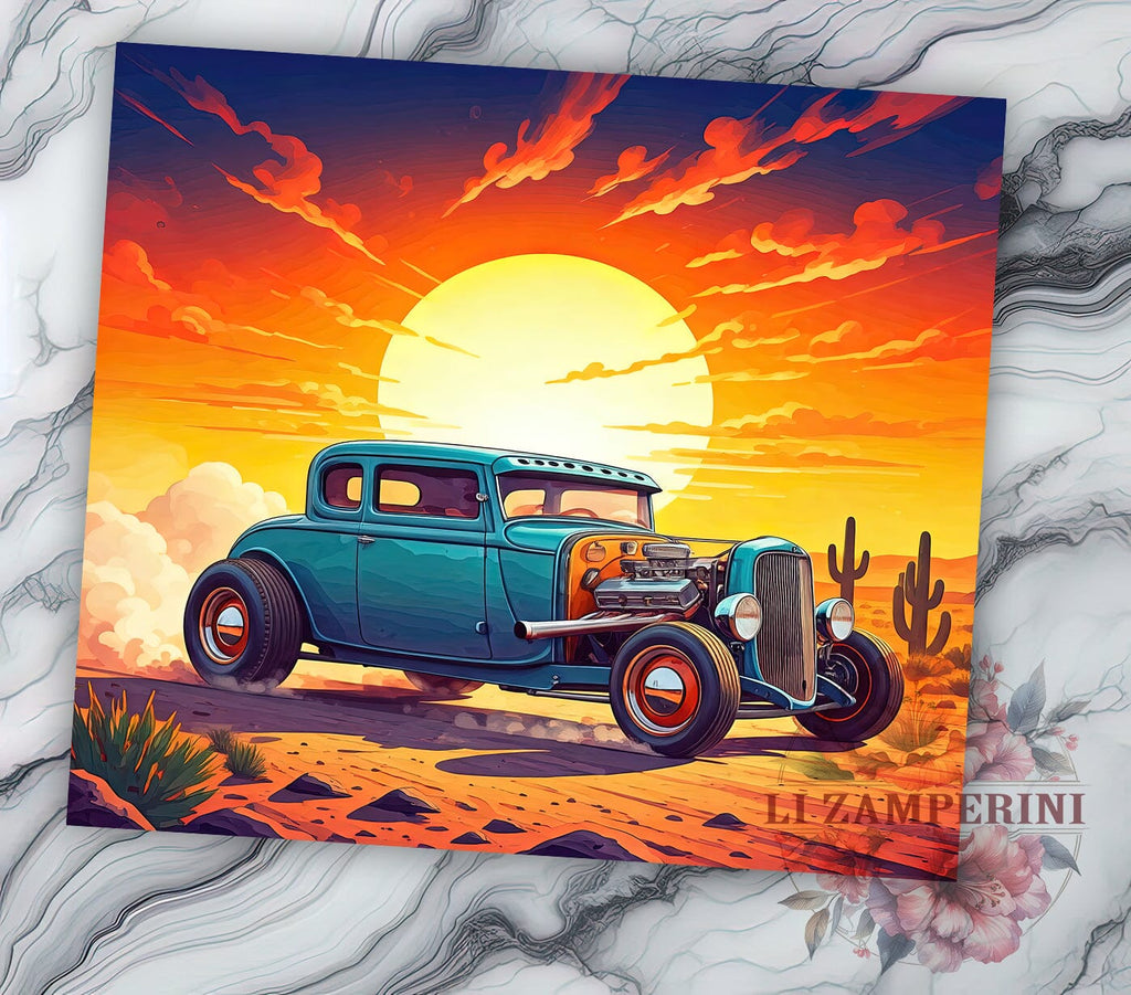 Hot Rod Car Vintage Tumbler, Car Tumbler Wrap, Sublimation Tumbler ...