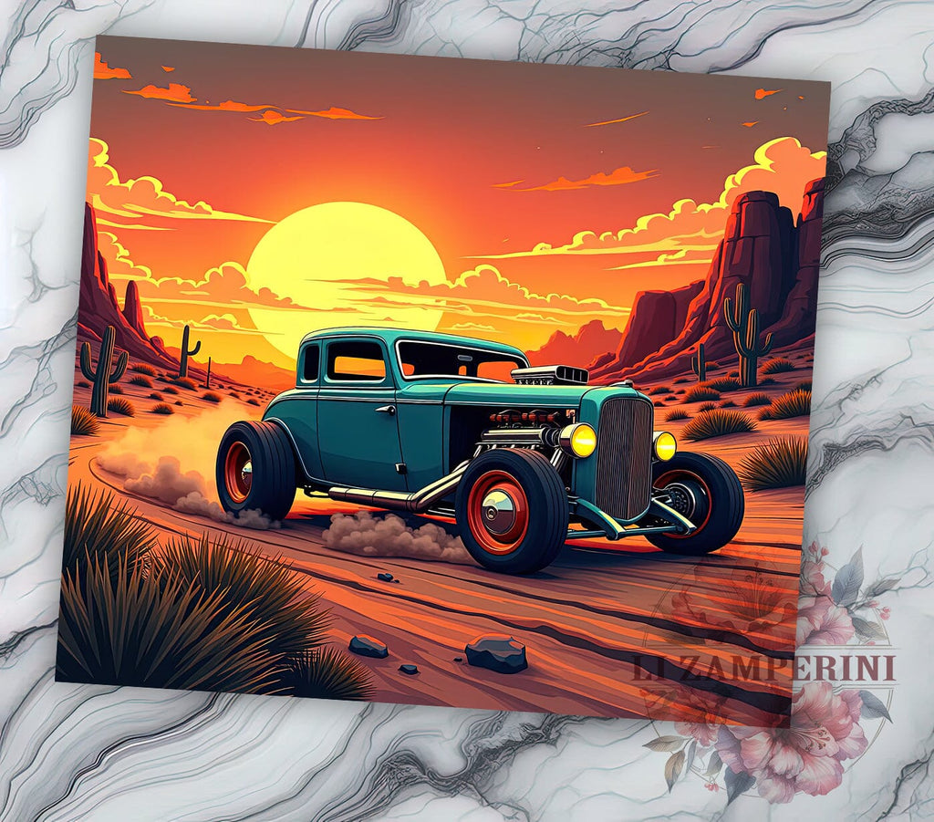 Hot Rod Car Vintage Tumbler, Car Tumbler Wrap, Sublimation Tumbler ...