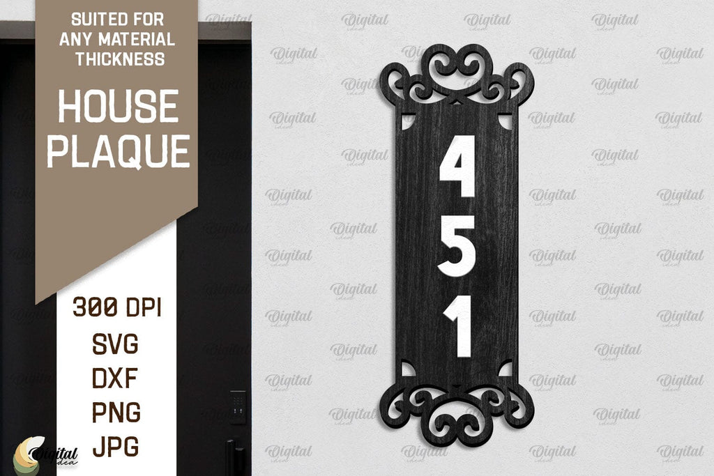 House Number Plaque Laser Cut. House Sign SVG - So Fontsy