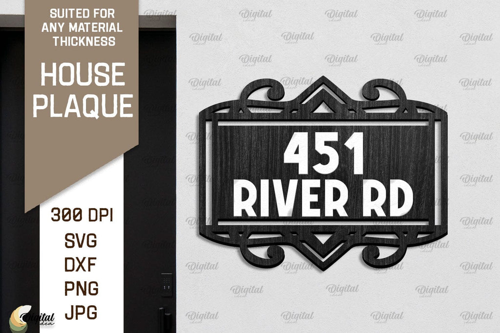 House Number Plaque Laser Cut. House Sign SVG - So Fontsy