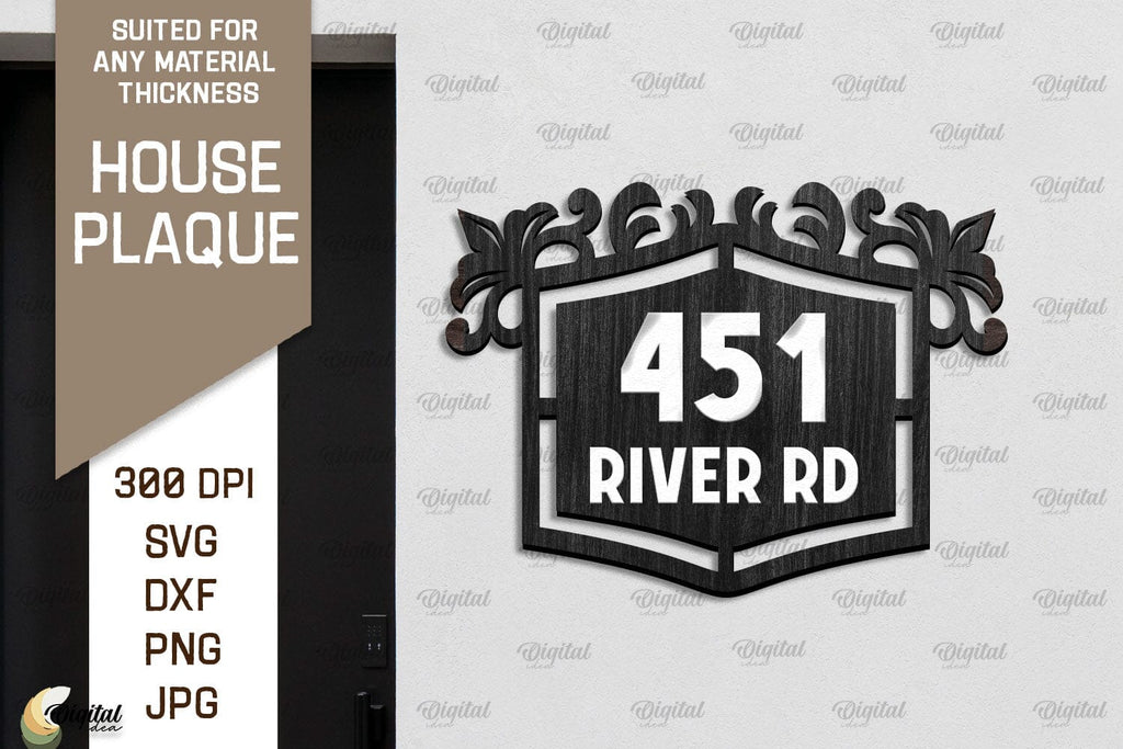 House Number Plaque Laser Cut. House Sign SVG - So Fontsy