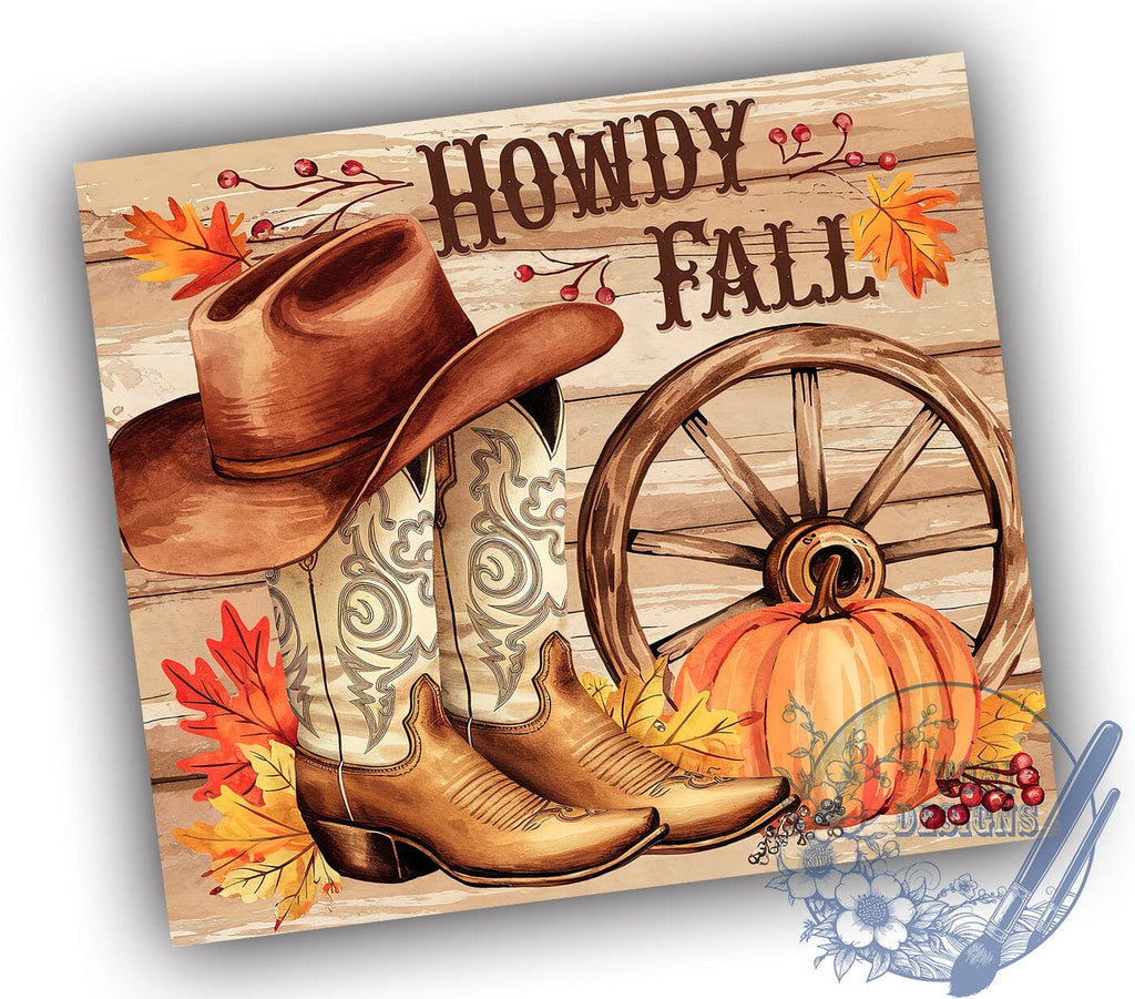 Howdy Fall 20oz Skinny Tumbler PNG, Cowgirl Hat Country Western Autumn ...