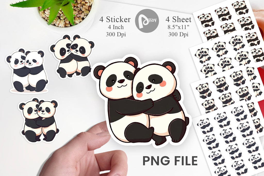 Hugging Panda Sticker - So Fontsy