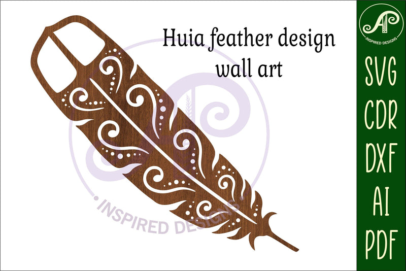 Huia feather design 1 wall sign 40cm tall laser cut files - So Fontsy