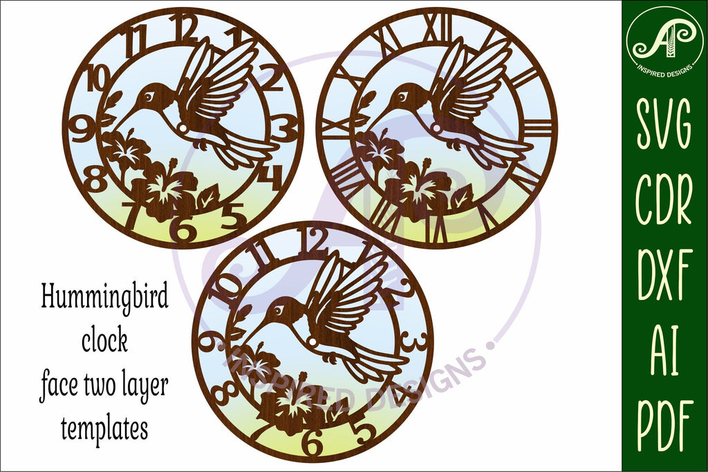 Hummingbird wall clock laser cut files - So Fontsy