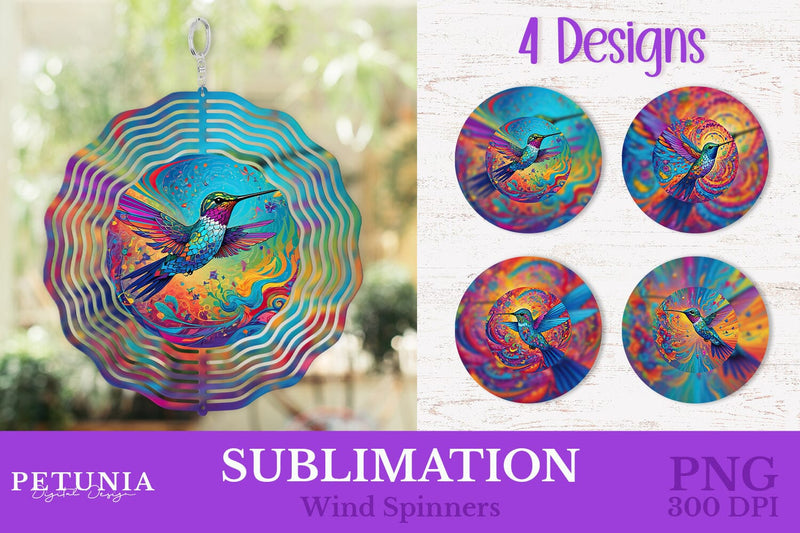 Hummingbird Wind Spinner | Wind Spinner Sublimation PNG - So Fontsy