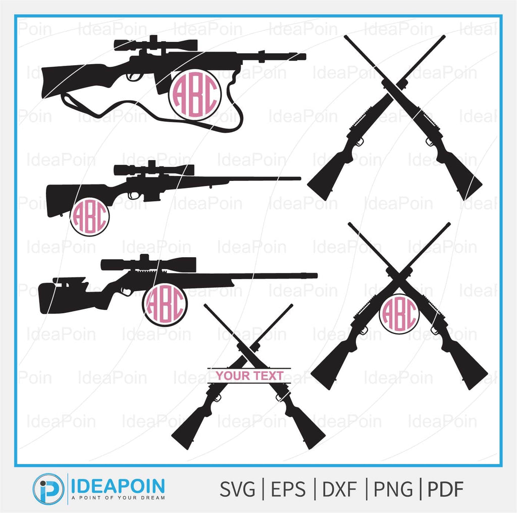 Hunting rifle svg, Rifles Monogram Hunting Gun SVG, Gun Glock Monogram ...