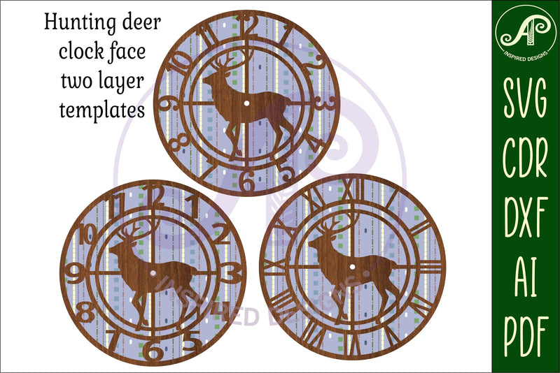 Hunting stag wall clock laser cut files, SVG file. vector - So Fontsy