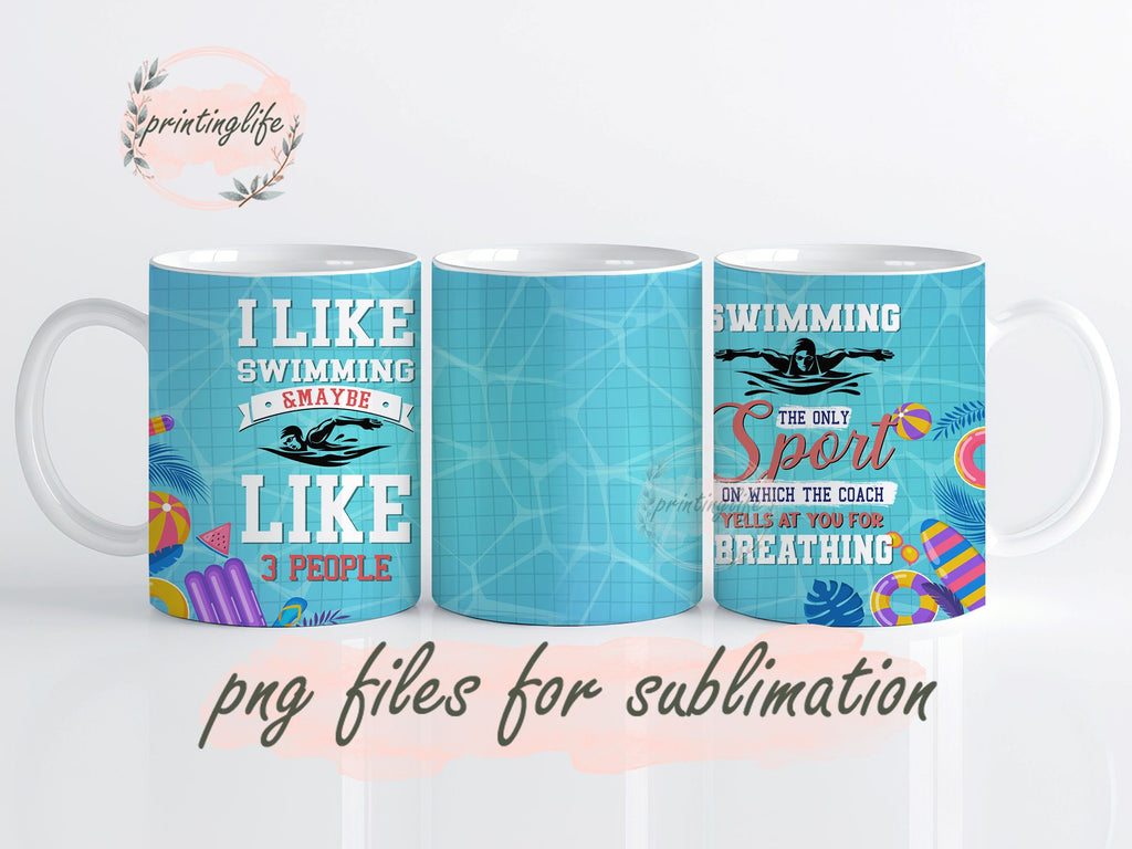 I Like Swimming Mug Wrap Design, Instant Digital Design Download Mug ...