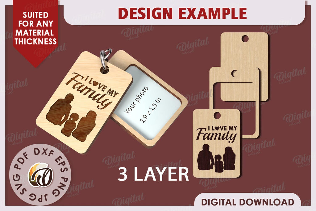 I Love My Family SVG. Family Keychain Laser Cut - So Fontsy