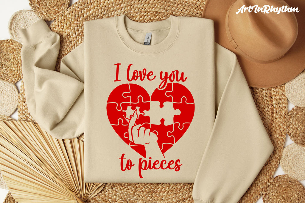 I love you to pieces svg, Happy valentine's day svg - So Fontsy