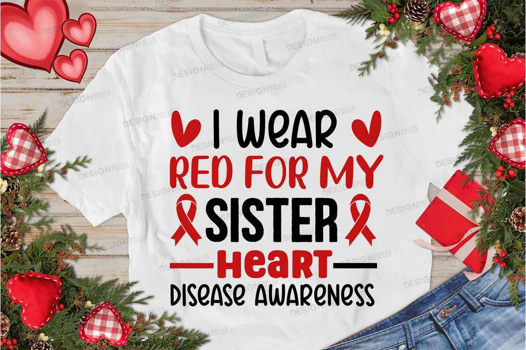 I wear red for my sister Svg Design - So Fontsy