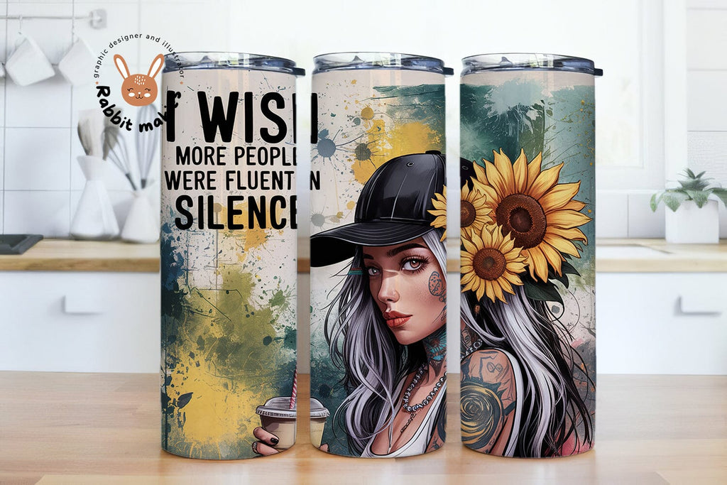 I Wish People Were More Fluent In Silence 20oz Skinny Tumbler ...