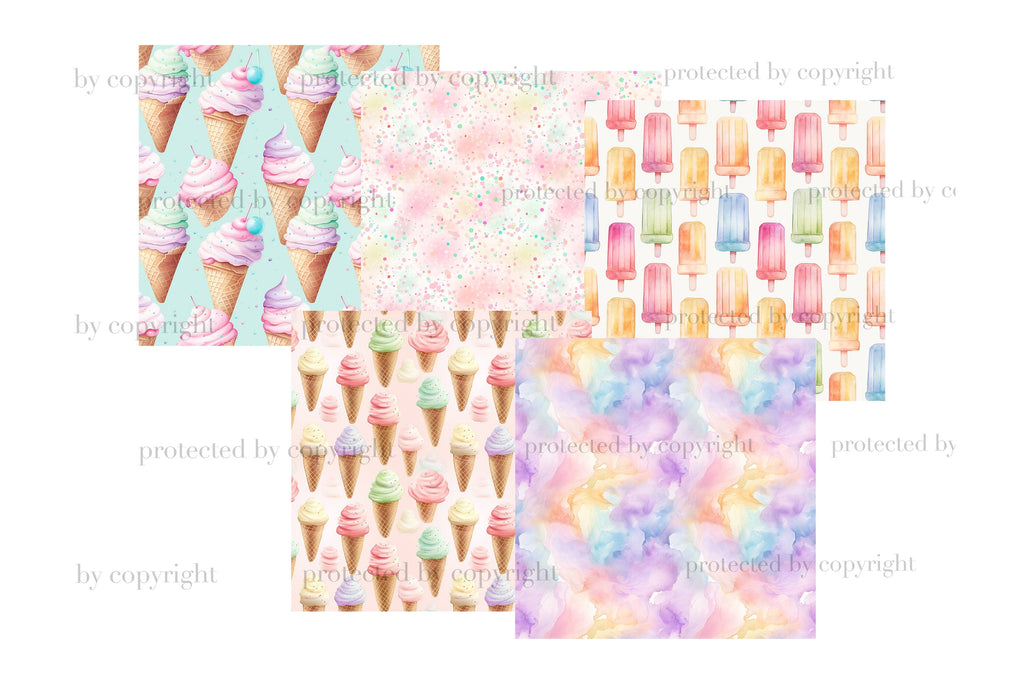 Ice Cream Papers | Pastel Seamless Pattern - So Fontsy