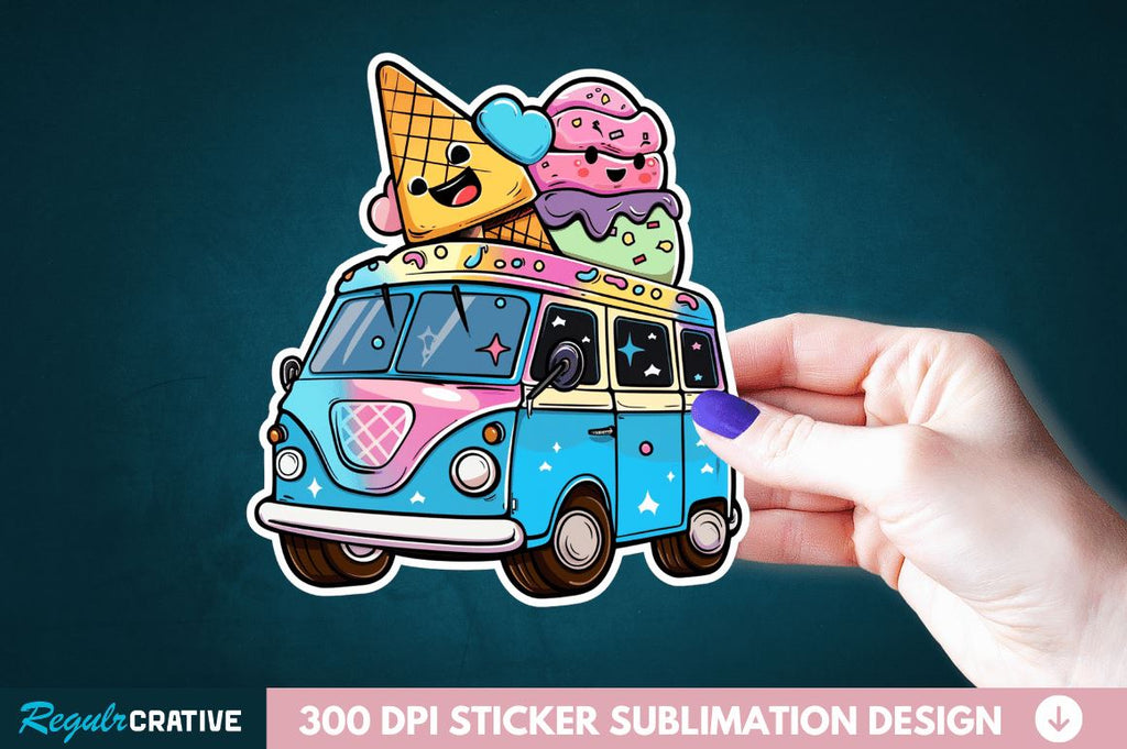Ice Cream Truck Sticker Clipart - So Fontsy