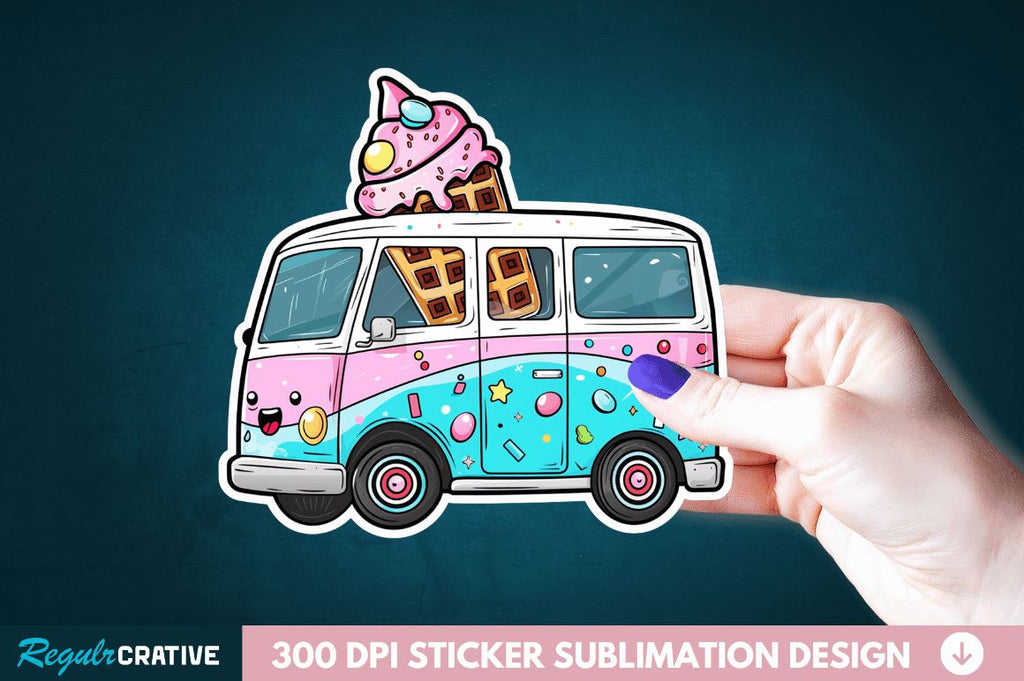Ice Cream Truck Sticker Clipart - So Fontsy