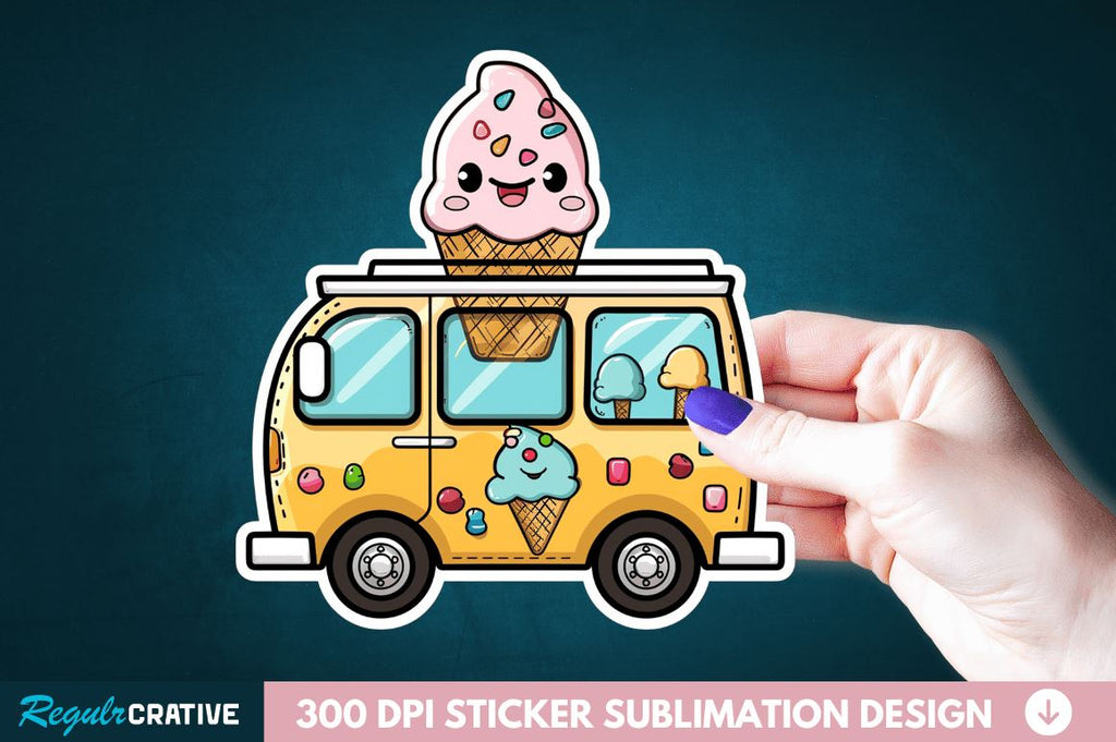 Ice Cream Truck Sticker Clipart - So Fontsy