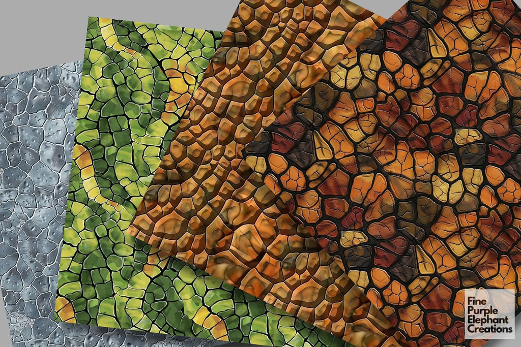 Illustrated Dinosaur Skin Scale Digital Paper - Prehistoric Jurassic ...
