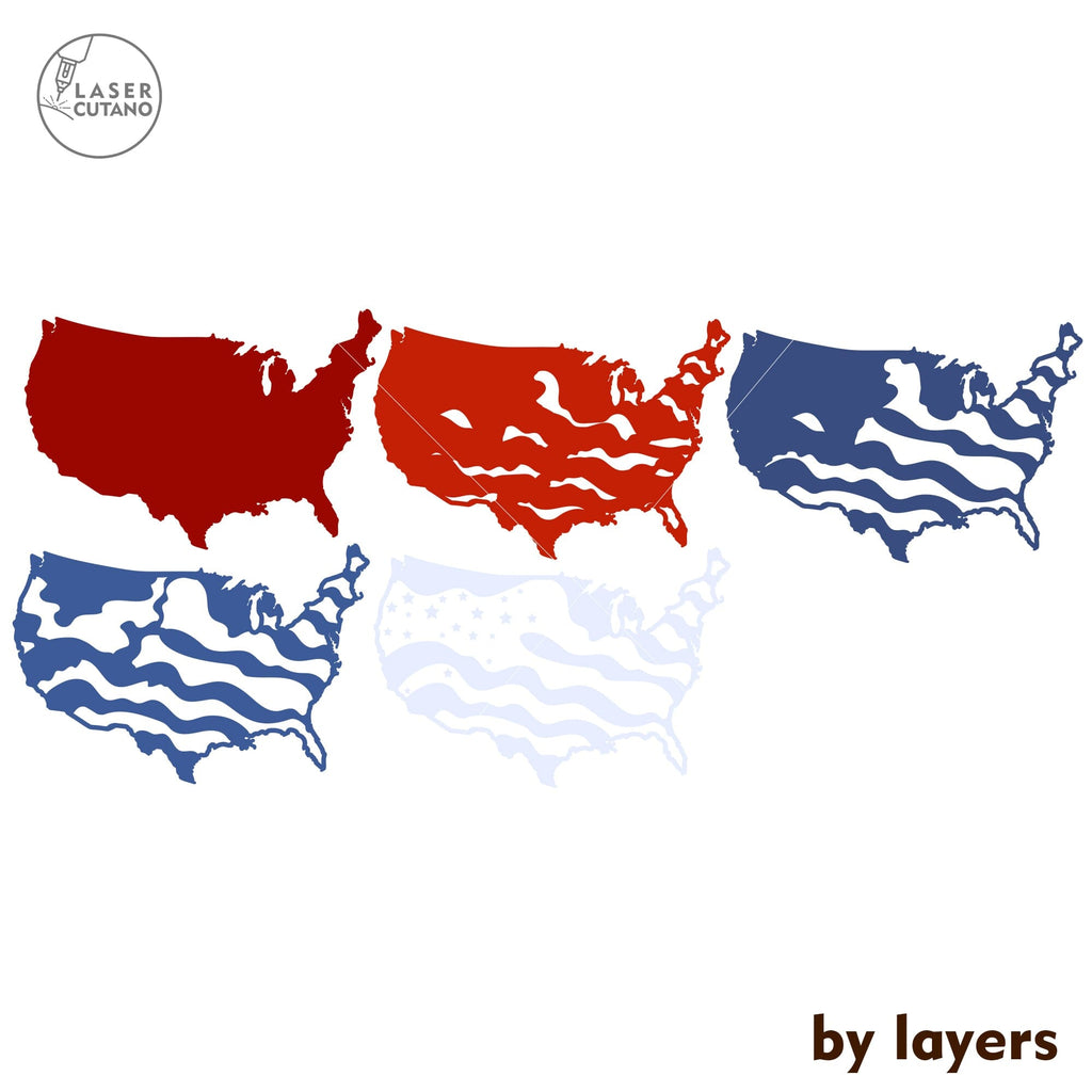 Independence Day Laser Cut File USA Flag - So Fontsy