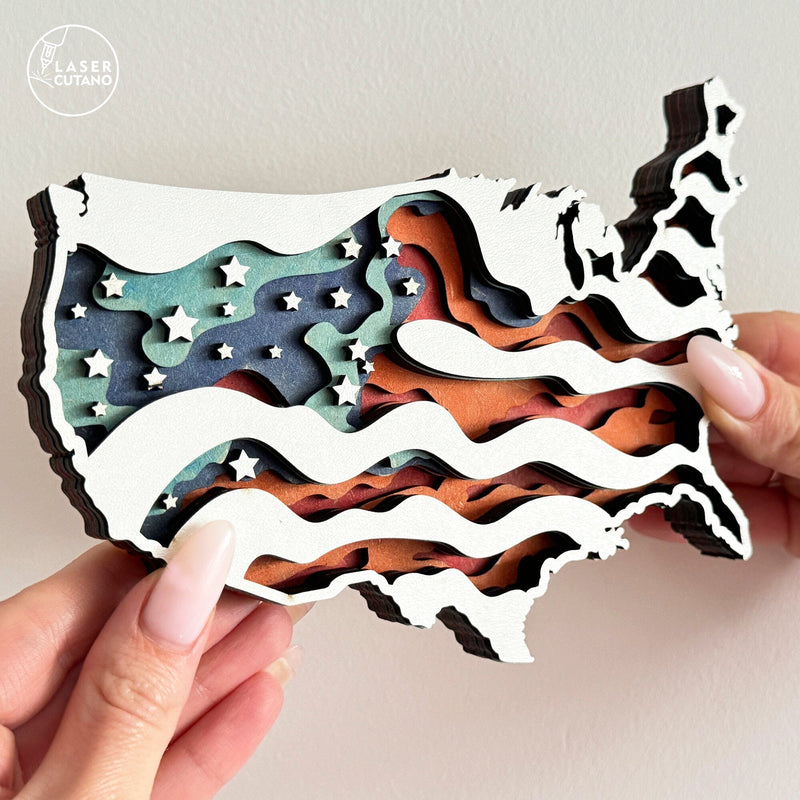 Independence Day Laser Cut File USA Flag - So Fontsy