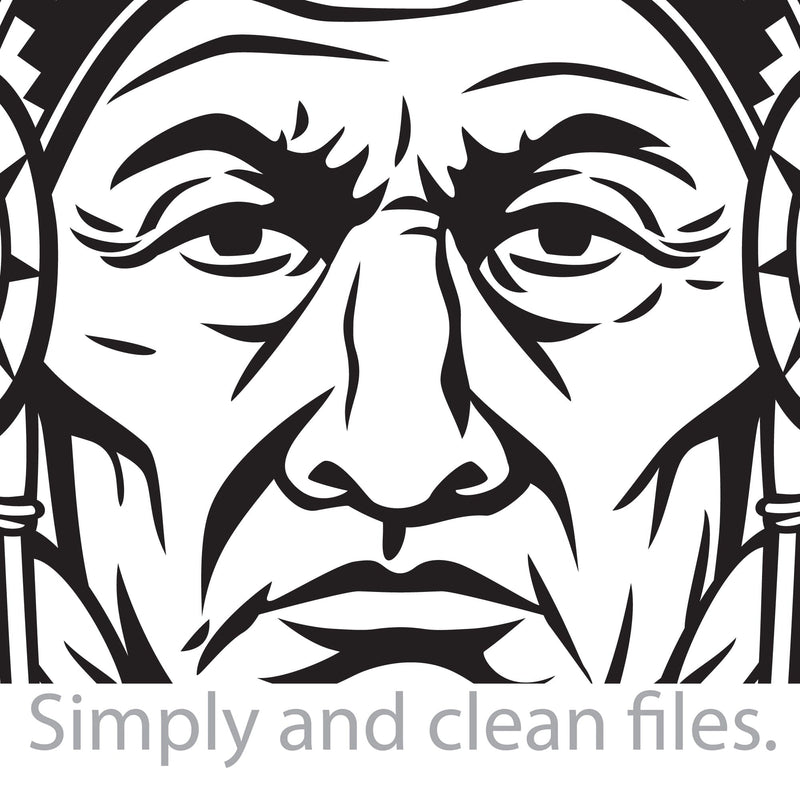 Indian Chief Head with Headdress (Indian Warrior). Cut files for Cricut ...