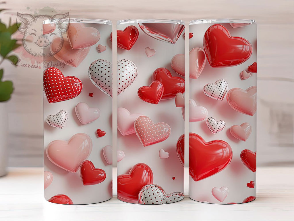 Inflated Valentine Hearts Tumbler, Love Day Wrap, Romantic Heart Cup ...
