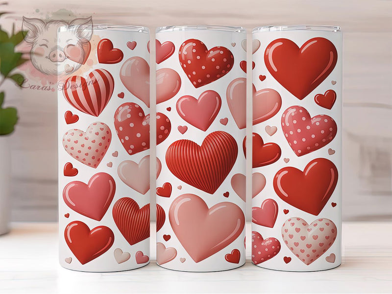 Inflated Valentine Hearts Tumbler, Love Day Wrap, Romantic Heart Cup ...
