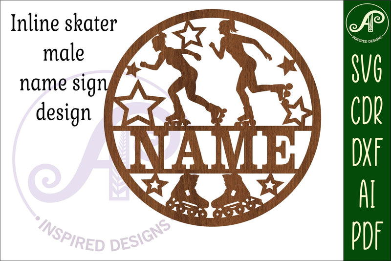 Inline skater female name sign, SVG, sports themed wall art - So Fontsy