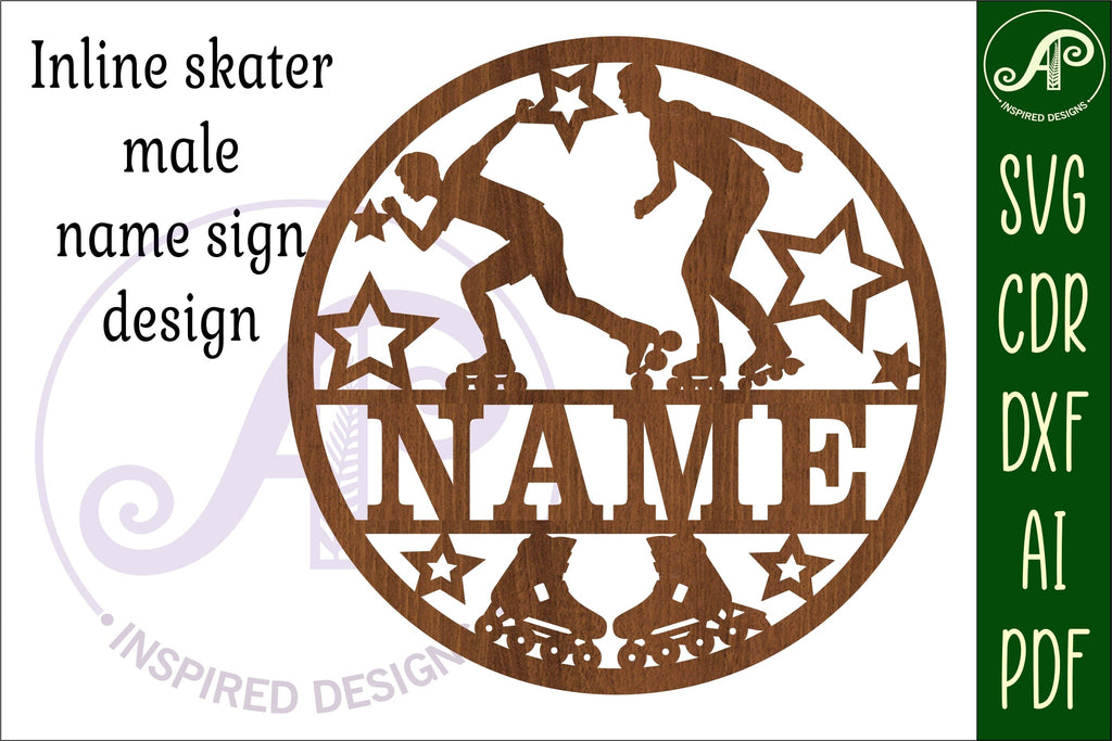 Inline skater male name sign, SVG, sports themed wall art - So Fontsy