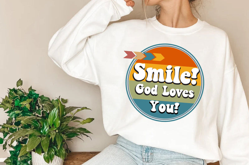 Inspirational Christian Quote Sublimation, Smile God Loves You PNG ...