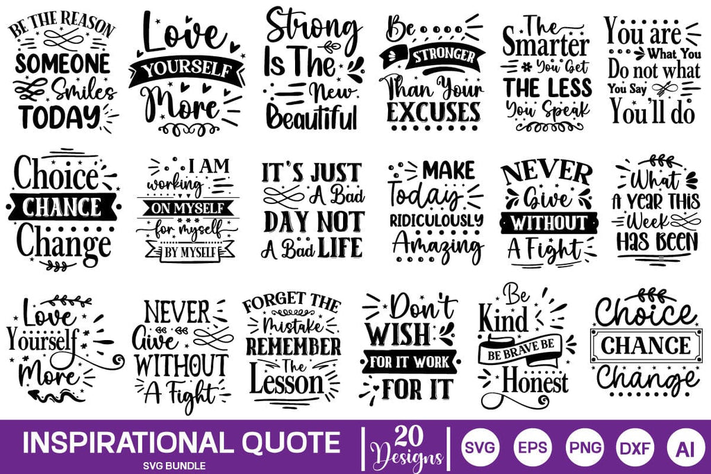 Inspirational Quote SVG Bundle, motivational quote svg bundle ...