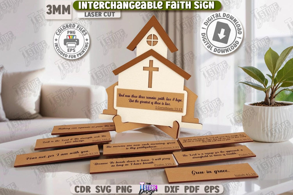 Interchangeable Faith Signs Laser Cut Bundle | Christian Design ...