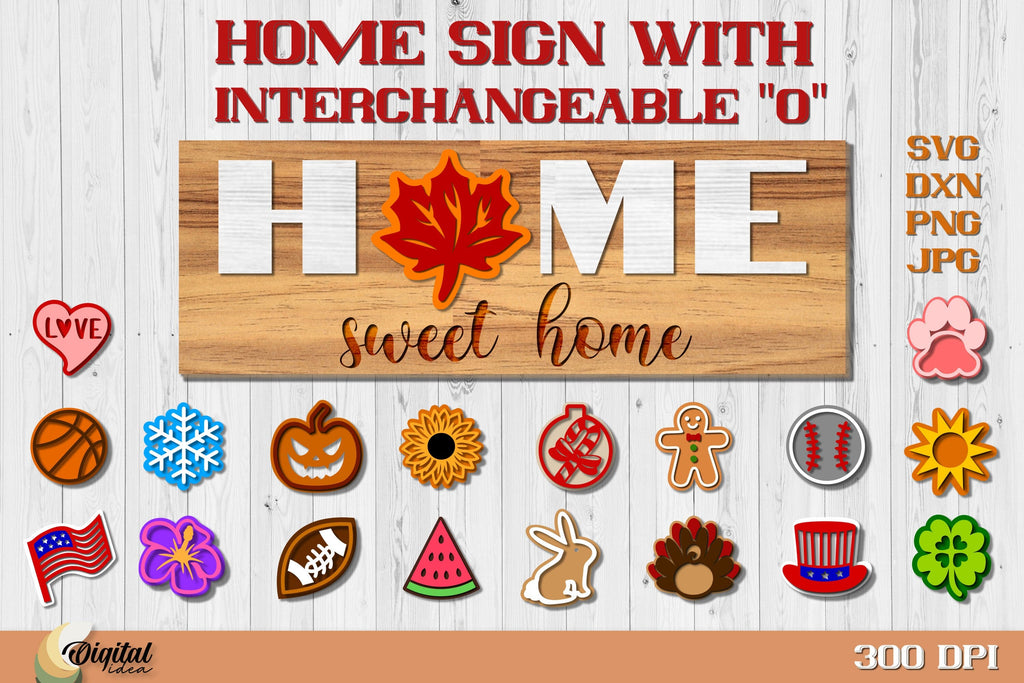 Interchangeable Home signs. 3D Lasercut layered signs - So Fontsy