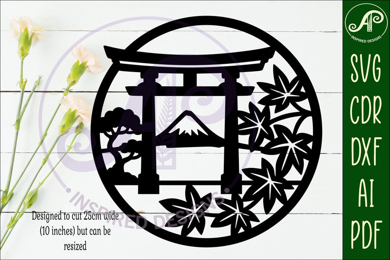 Japanese Torii gate wall art sign, SVG file - So Fontsy
