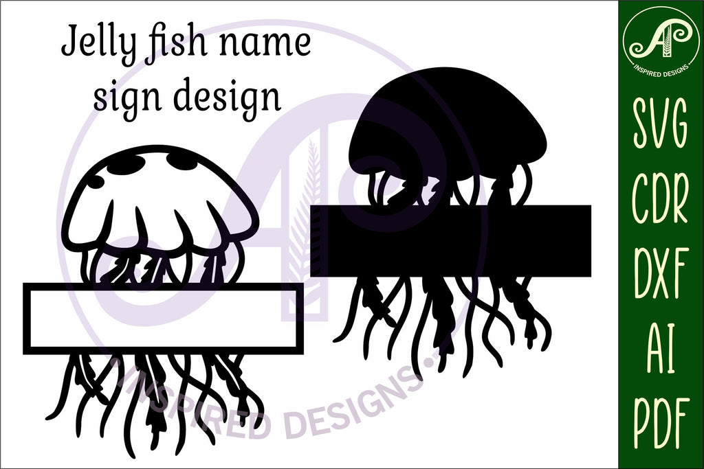 Jelly fish name sign svg laser cut file - So Fontsy