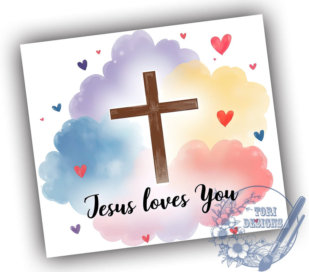 Jesus Loves You 20oz Skinny Tumbler PNG, Christian Tumbler Wrap ...