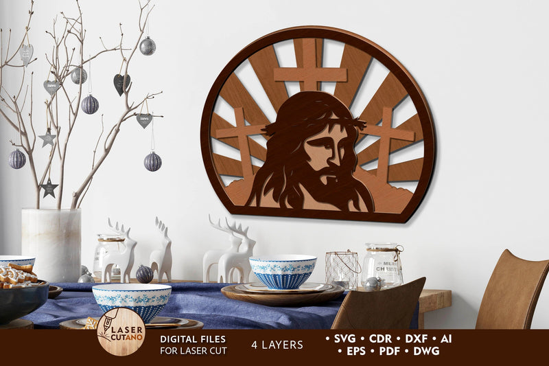 JESUS Multilayer Wall Decor, Laser Cut Template, Wood Cut and Paper Cut ...
