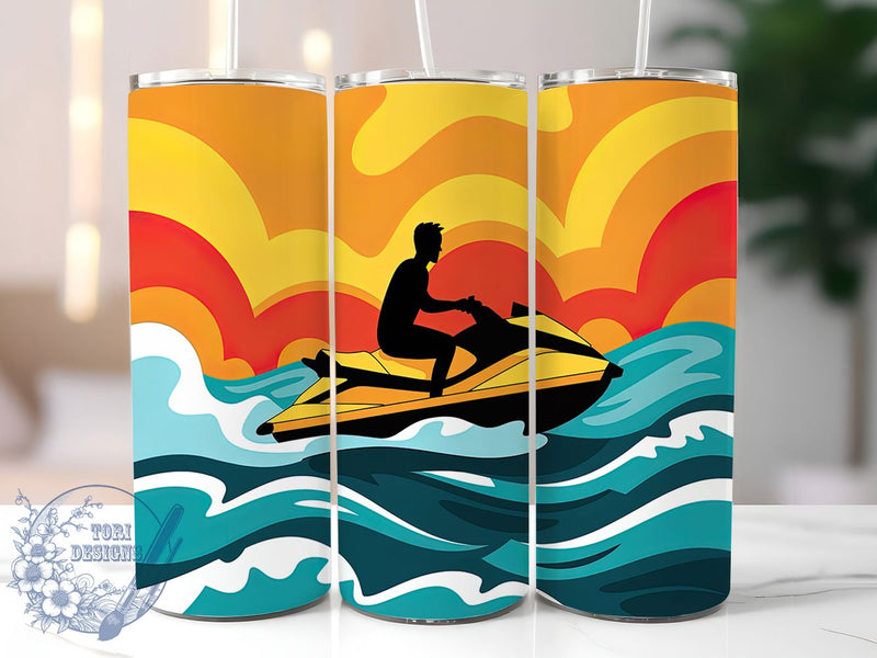 Jet Ski Ocean Splash 20oz Tumbler, Ocean Splash Wrap, 20oz Sublimation ...