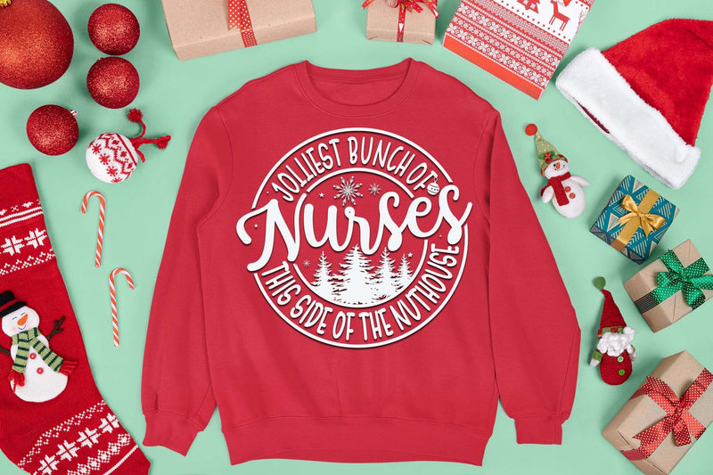 Jolliest bunch of nurses this side of the nuthouse svg, Christmas nurse ...