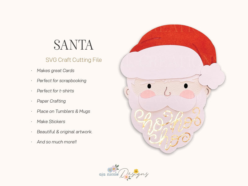 Jolly Layered Santa SVG - So Fontsy