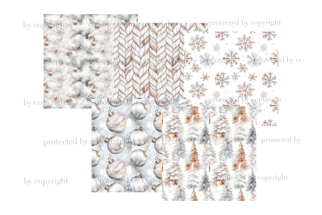 Joy Season Digital Paper | White Christmas Pattern - So Fontsy