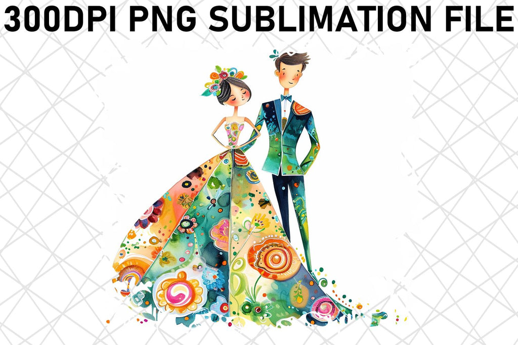 Joyous Knot: Watercolor Wedding Sublimation Set - So Fontsy