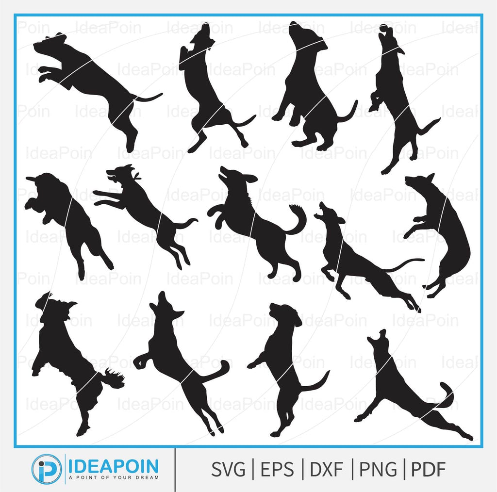Jumping Dogs svg, Running Dogs svg, Dog Jumping Silhouette, Running and ...