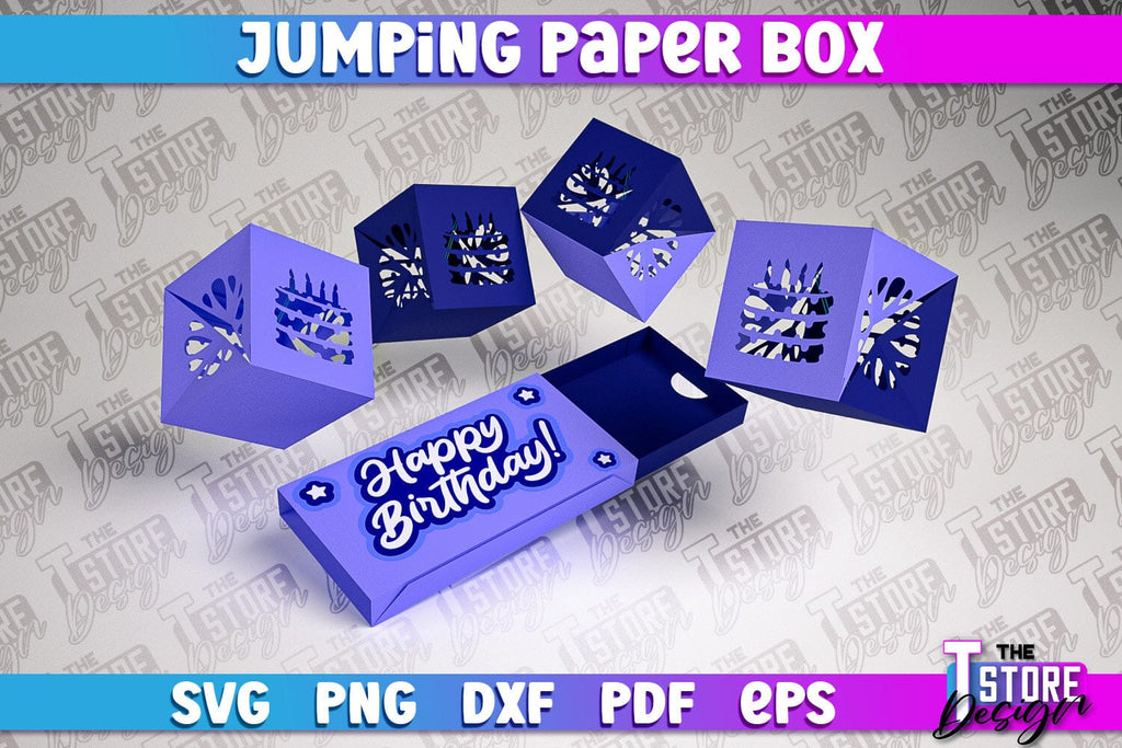 Jumping Paper Box SVG Design | Pop Up Paper Box | SVG File - So Fontsy